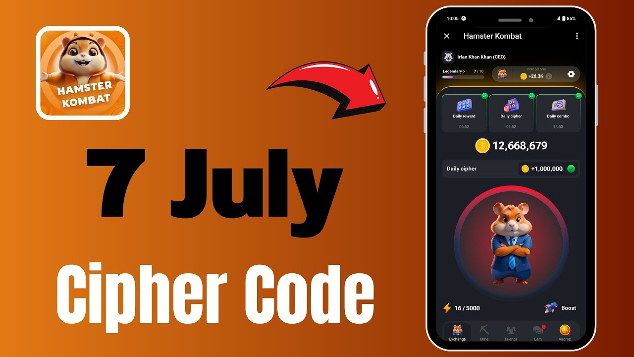 7 July Update: Hamster Kombat Daily Cipher Code - Get 1 Million Coins ...
