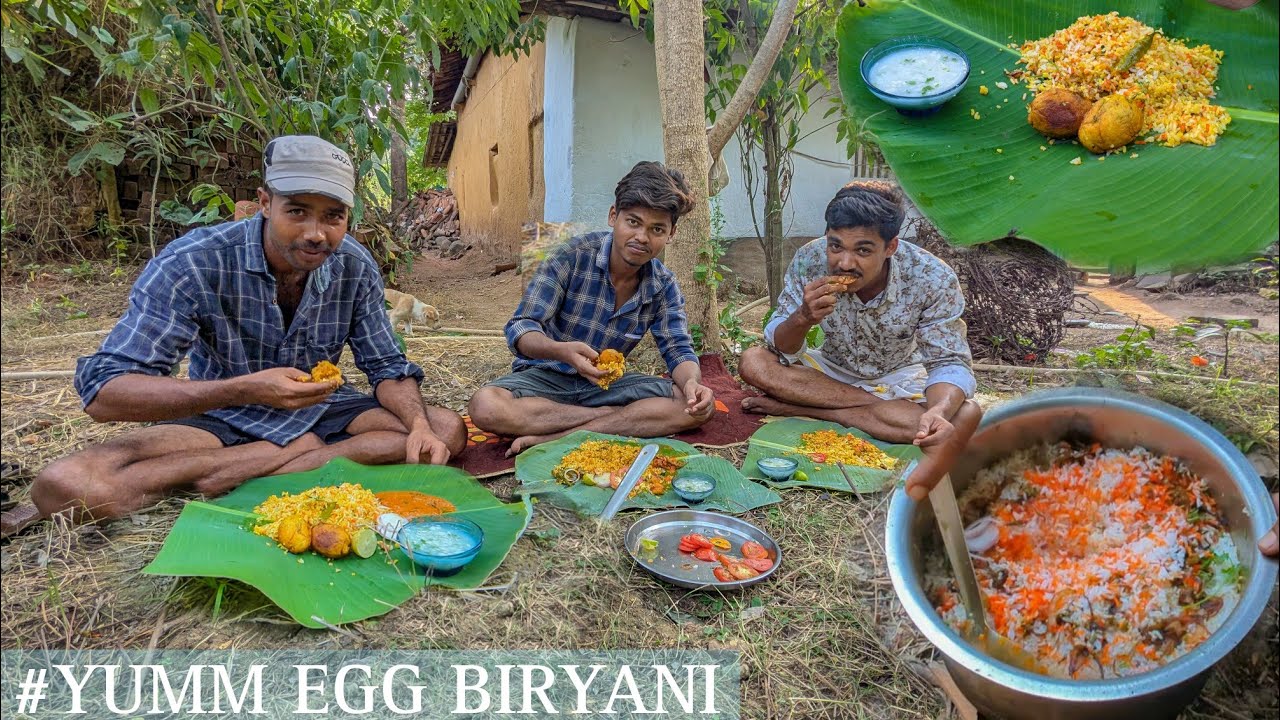 EGG BIRYANI #biryani DESI VILLAGE STYLE || MAKING AND EATING ON FARM ...