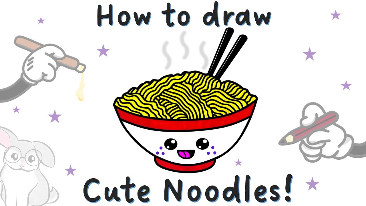 How to draw Cute Noodles | Happy Fingers Kids Art - YouTube