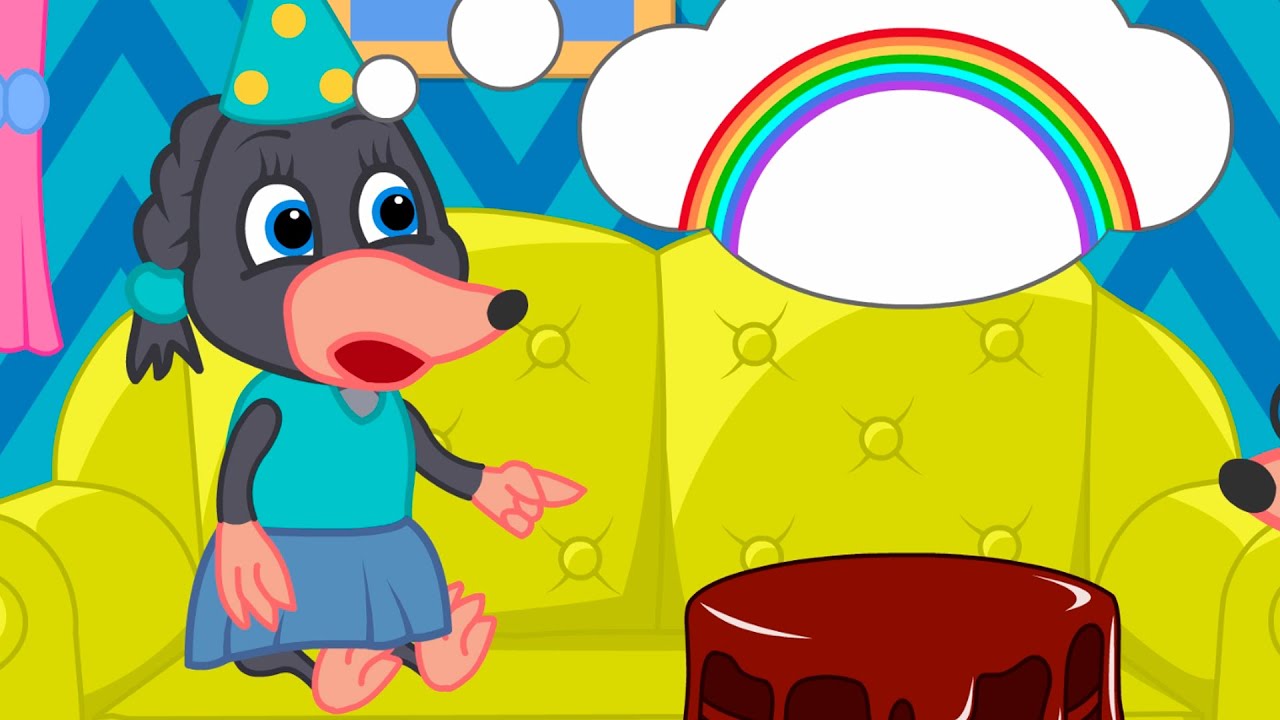 Benny Mole and Friends - Chocolate Rainbow Cake Cartoon for Kids - YouTube