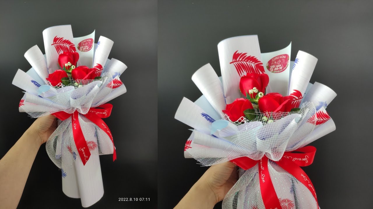Cách bó hoa 3 bông đơn giản / Bó hoa 3 bông / flower bouquet / Chuỗi ...