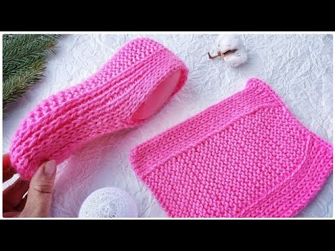 СУПЕР ПРОСТЫЕ СЛЕДКИ НА ДВУХ СПИЦАХ. СЛЕДКИ БЕЗ ШВА ПО ПОДОШВЕ! - YouTube