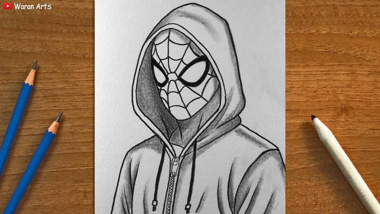 How to Draw Spider-Man with a Hoodie || Step-by-Step Spider-Man Drawing ...