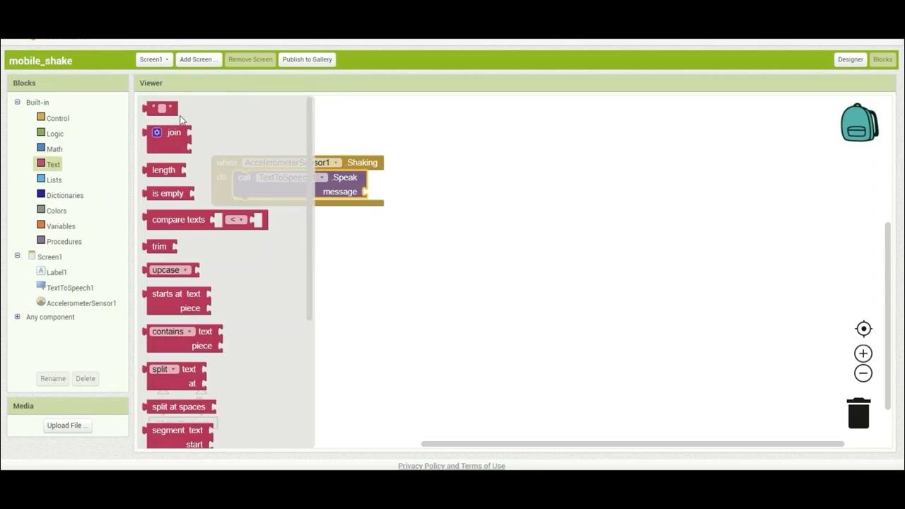 MIT APP inventor mobile shaking app tutorial - YouTube