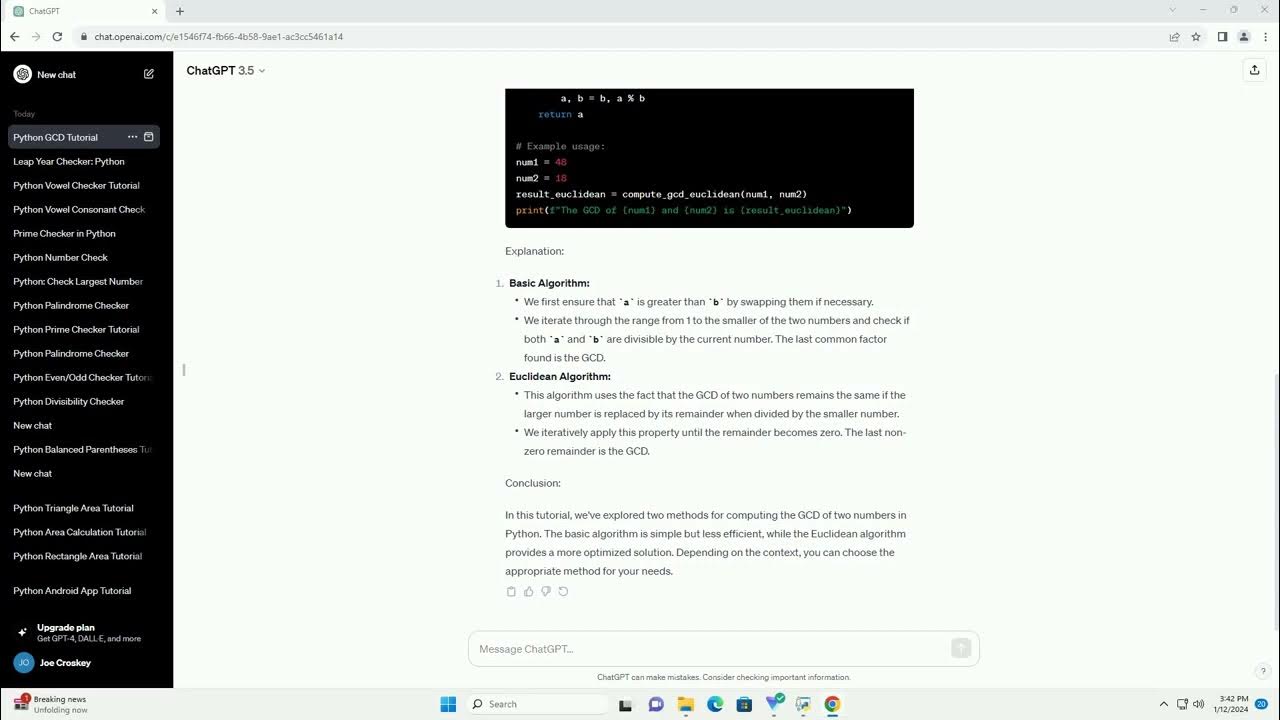 python program to compute gcd of two numbers - YouTube