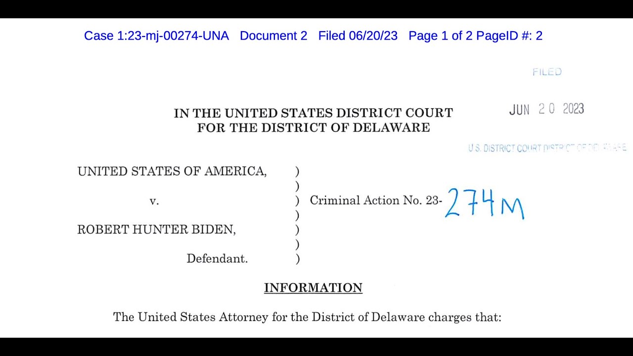 🗽Listen to Hunter Biden's arraignment transcript | charges | pdf below ...
