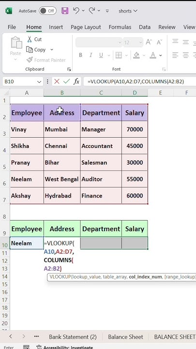How to use Advanced Vlookup Formula in Excel ⚡#exceltutorial #exceltips ...