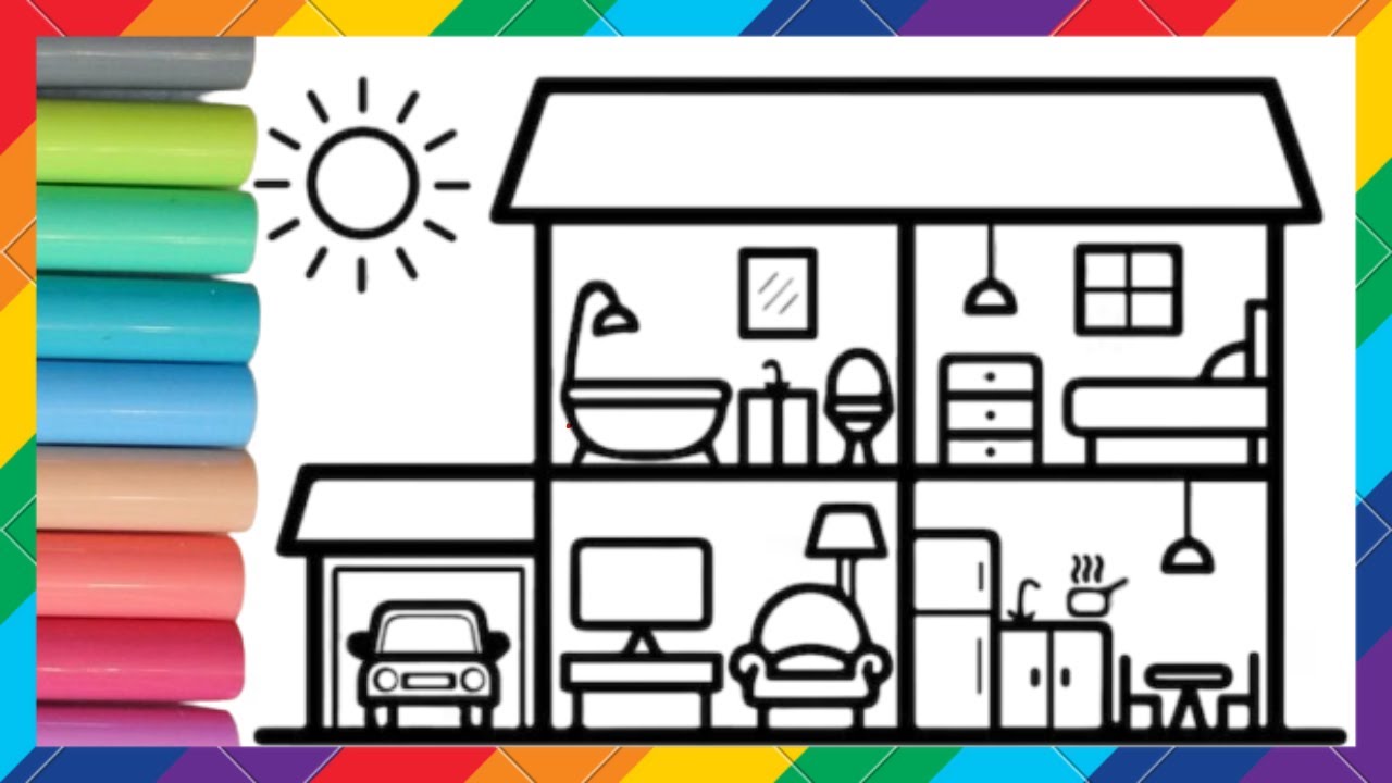 Easy DOUBLE STORY HOUSE drawing | Step by step drawing tutorial - YouTube