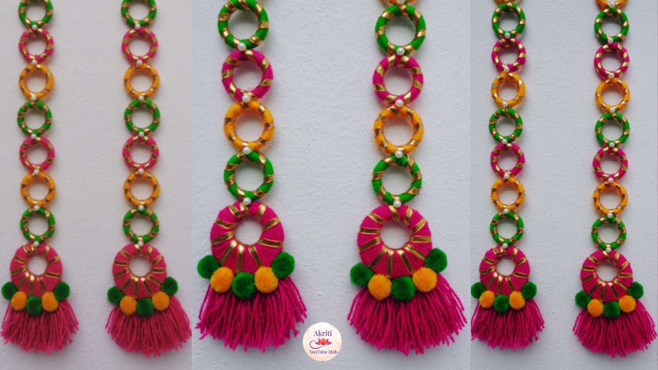 Easy Side Door Hanging|Woolen Craft Idea|Side Door Long Toran|Wall ...