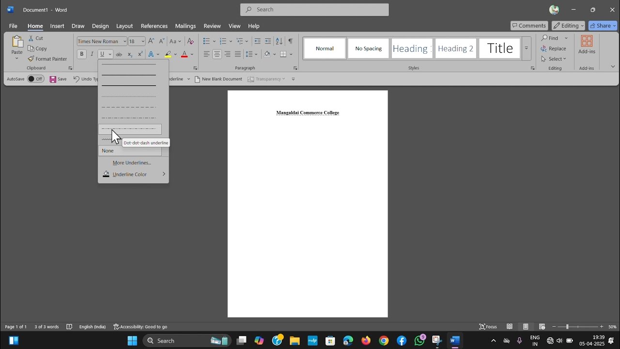 How to Dot-dot-Dash Underline in Microsoft Word_ MS Word #computer # ...