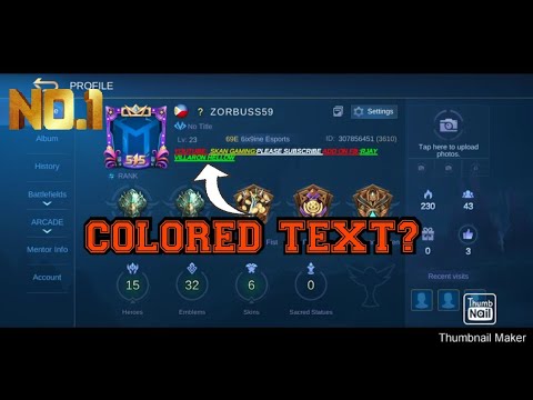 HOW TO ADD COLORED TEXT IN MOBILE LEGENDS - YouTube
