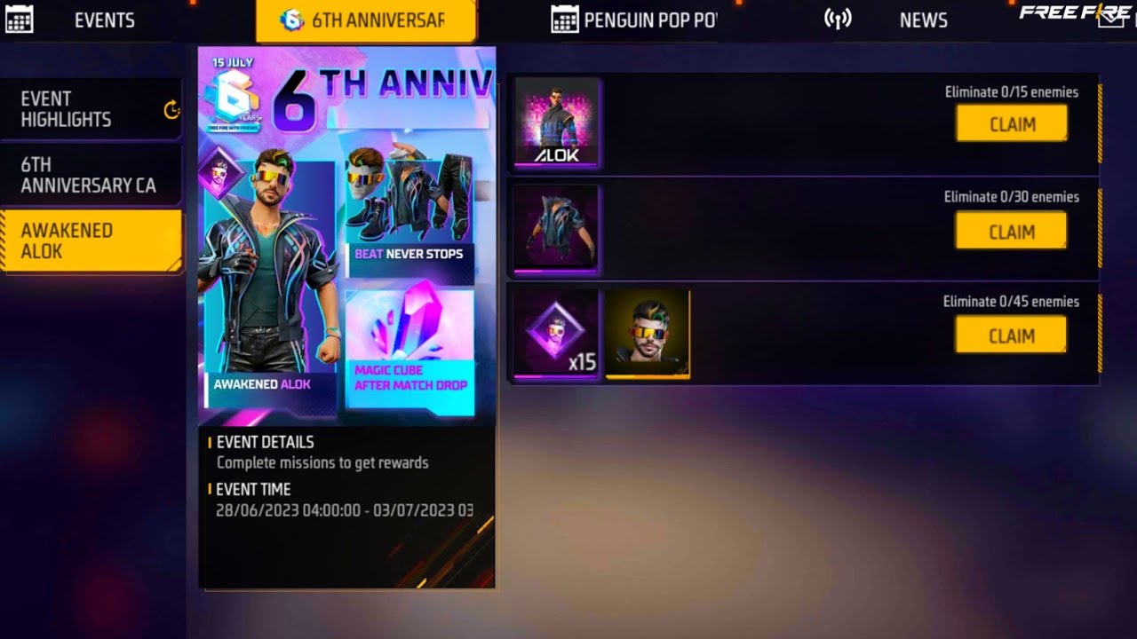 EXCLUSIVE 6TH ANNIV. FREE REWARDS 🔥(CLAIM FAST)⚡- I Got DJ Alok/Elite Alok/Magic Cube/CR7 for ...