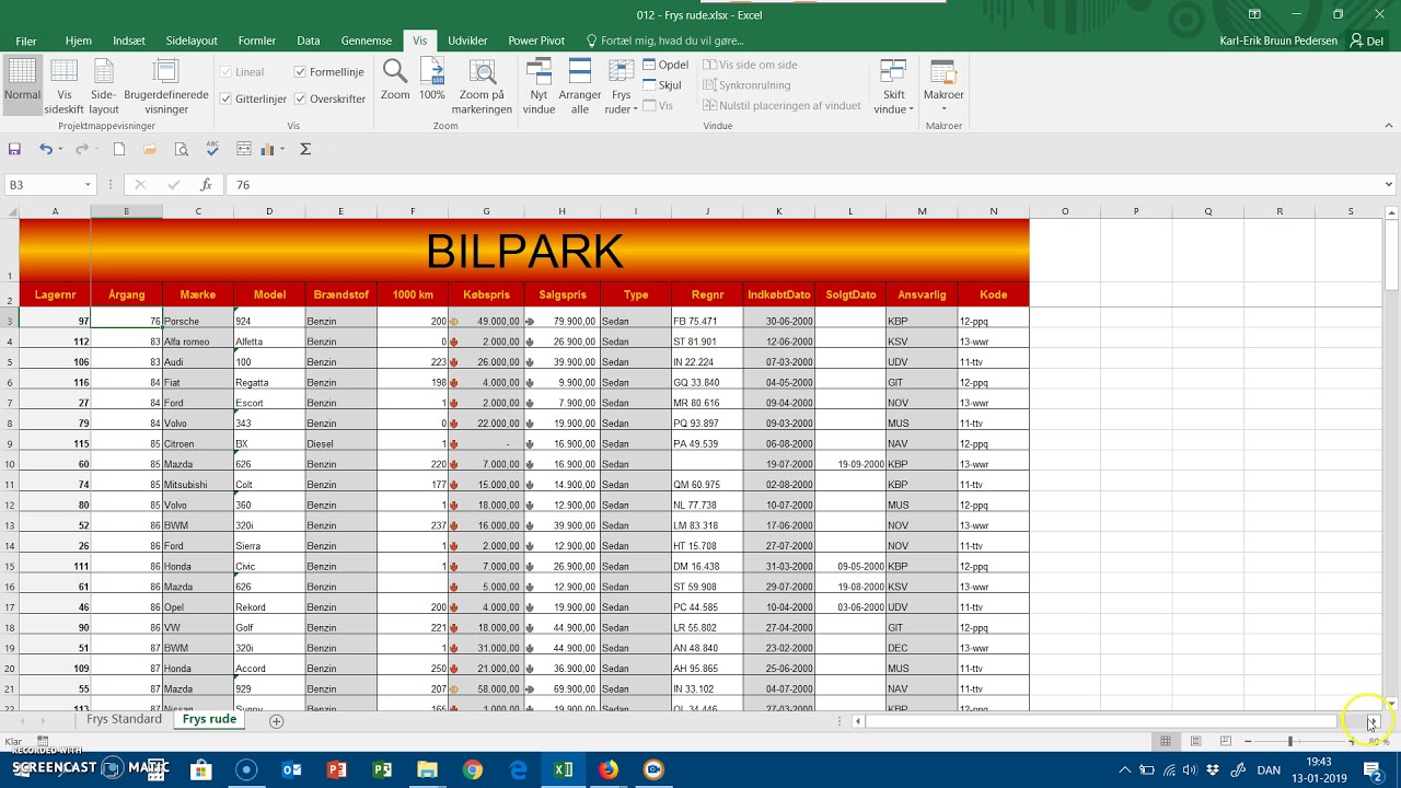Frys rækker og kolonner i Excel - YouTube