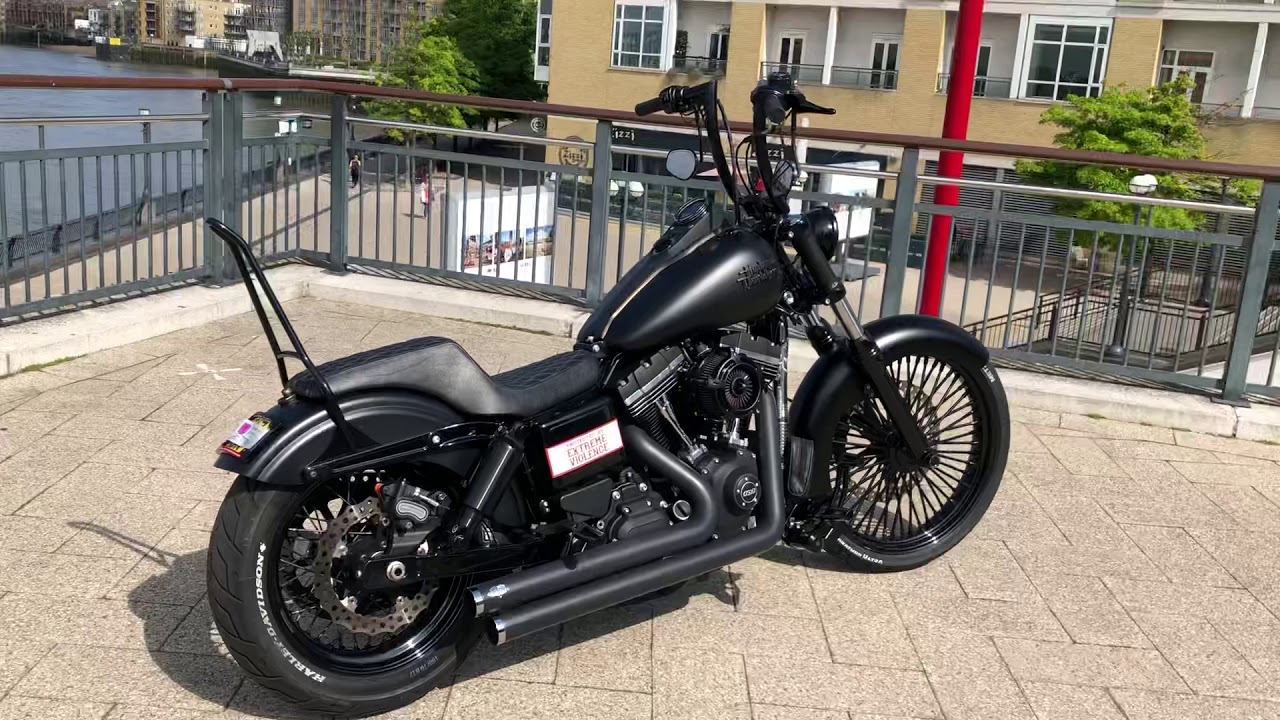 23” Dark Custom Dyna Street Bob 2017 - YouTube