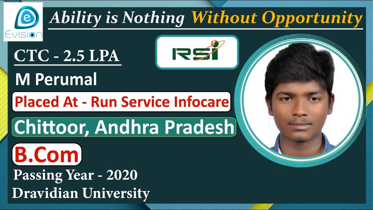 Congrats, M Perumal | Selected in Run Service Infocare | 2.5 LPA | B ...