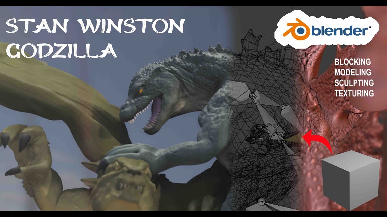 Stan Winston Godzilla- Blender - Timelapse. Modeling, Sculpting ...