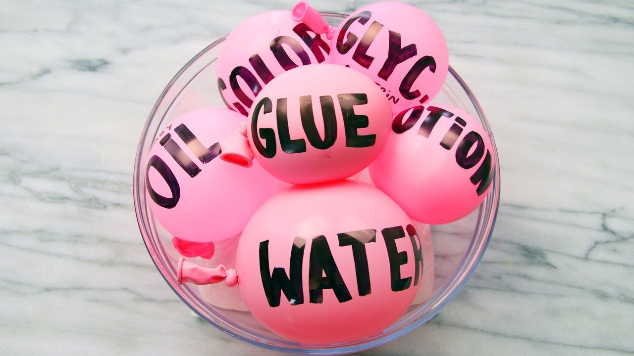 Making and Coloring Satisfying Thick Slime with Pink Balloons! - YouTube