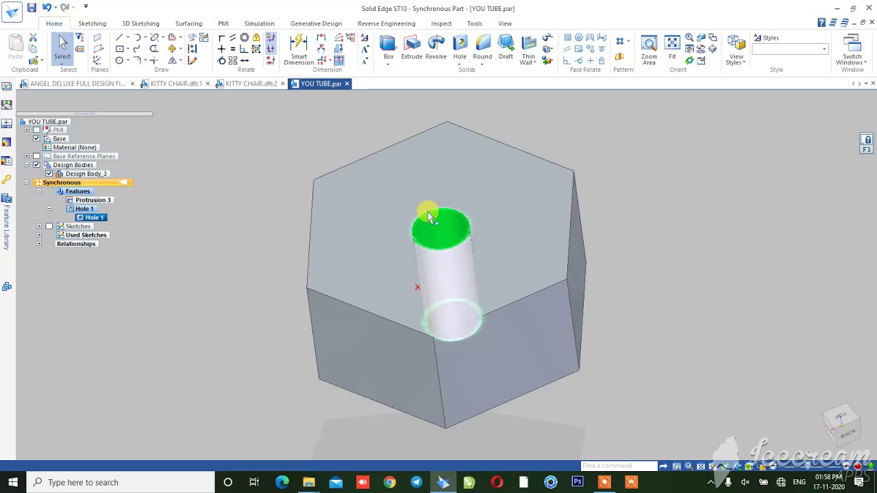 HOW TO MAKE NUT WITH THREAD & HOW TO DO REVOLVE CUT IN SOLID EDGE - YouTube