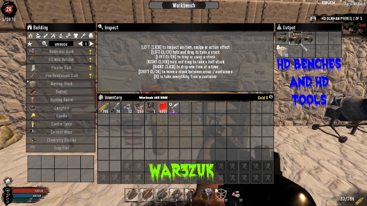 HD Benches and HD Tools - 7 Days to Die - War3Zuk EP:12 - YouTube