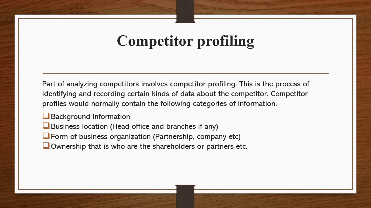 Lesson 3: Competitor product features, profiling, aims and :importance ...