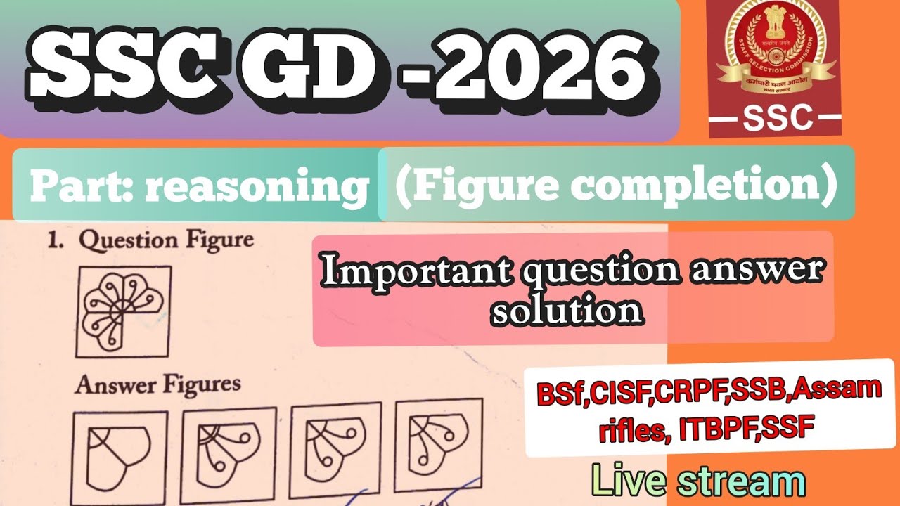 SSC -GD exam -figure completion reasoning part question answer 2026 ...