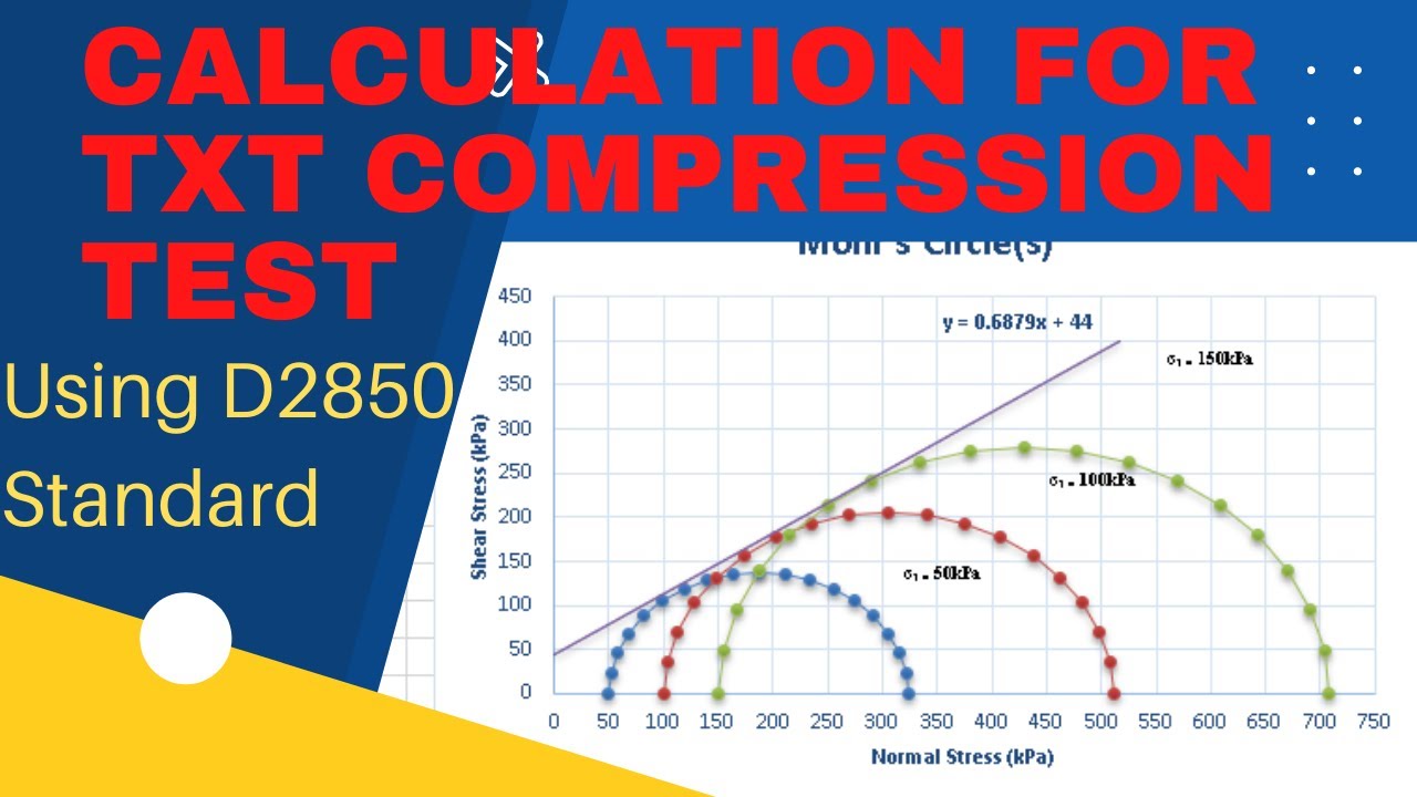 Triaxial compression test calculation for soil sample to determine ...