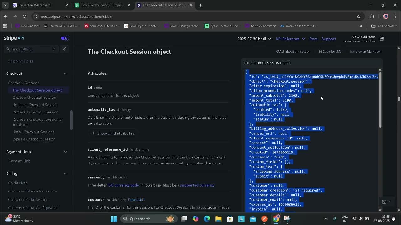 Technical analysis of Stripe and creating Checkout Session api call in postman - YouTube