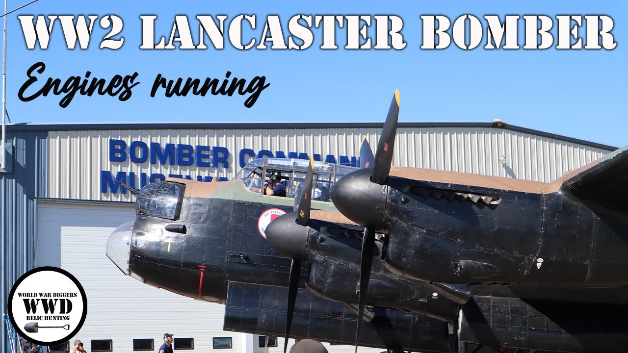WW2 Lancaster Bomber Engine Startup | 4 Merlin Engines | Bomber Command ...