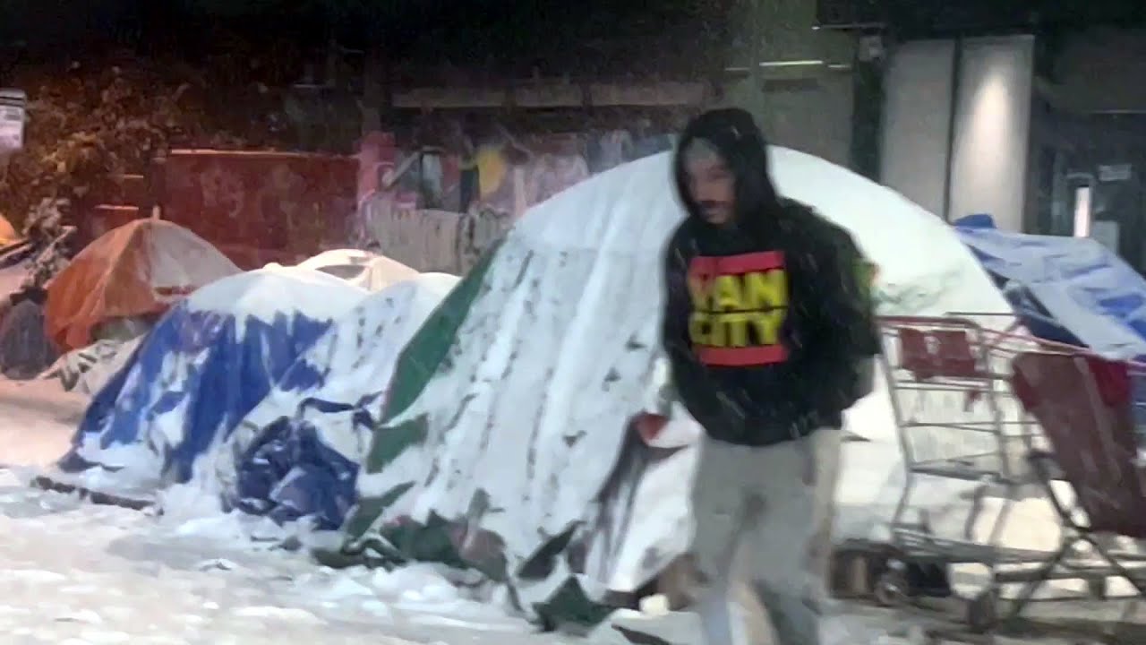 Massive Snow Storm Slams Homeless Tent City (Life And Death Crisis In ...