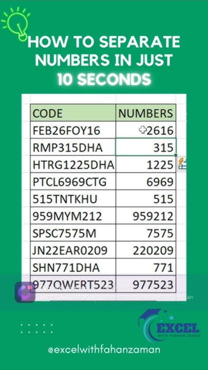 How to separate numbers using flash fill || Excel trick 2024 #excel ...