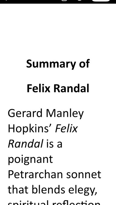 Felix Randal Summary - YouTube