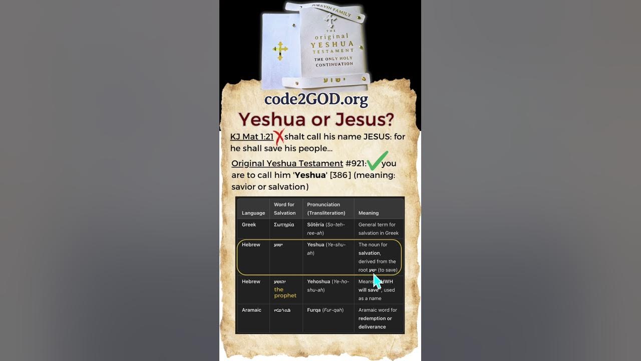 Yeshua or Jesus? What is the correct name for the Messiah, Yeshua or ...