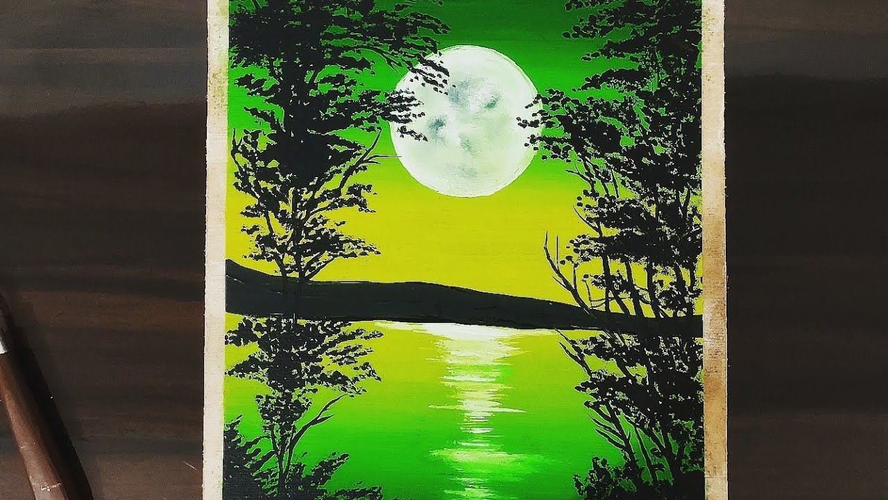 Acrylic Painting of Full Moon For Beginners / Step By Step / Painting ...