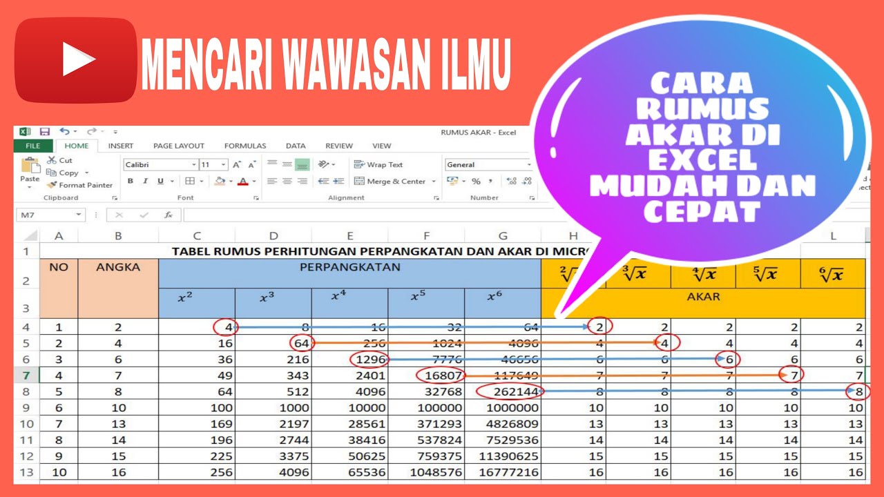 Cara menggunakan rumus akar di Excel - YouTube