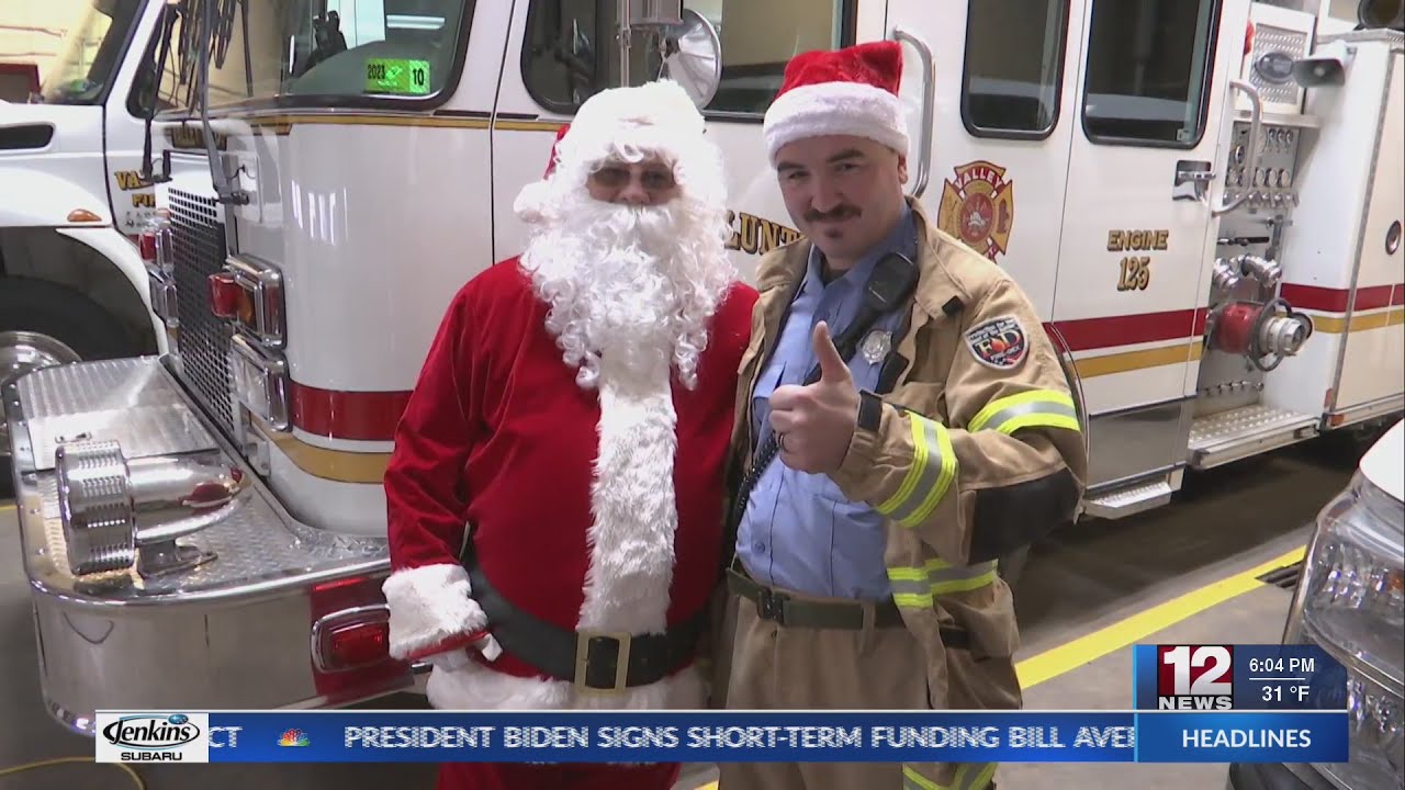 Santa Claus came to town on a firetruck - YouTube