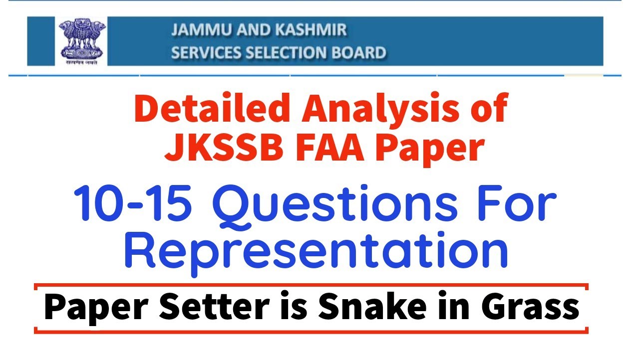 Detailed Analysis of JKSSB FAA Paper | Errors in Answer Key| 10-12 ...