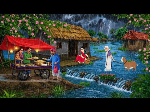 बारिश में गरीब का वेज पुलाव ठेला || Barish Me Gareeb ka Veg Pulao Thela | HINDI KAHANI CARTOON