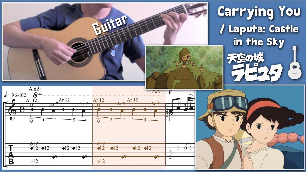 Carrying You / Laputa: Castle in the Sky (Guitar) [Notation + TAB] [Revised] - YouTube
