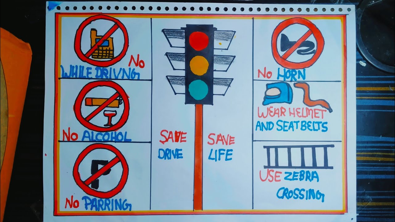 Road Safety Poster Drawing for Compitition| Sadk Suraksha Poster ...