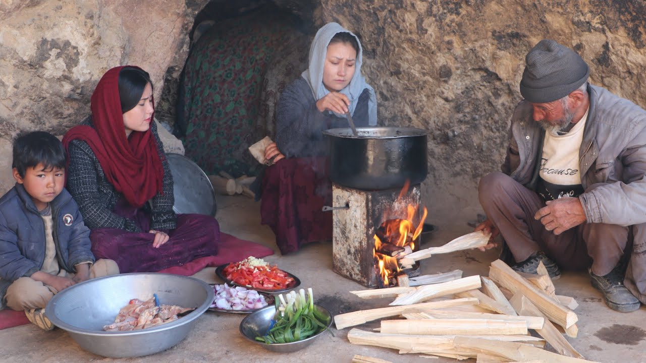 life in a Cave home | Village life of Afghanistan| Cooking traditional ...