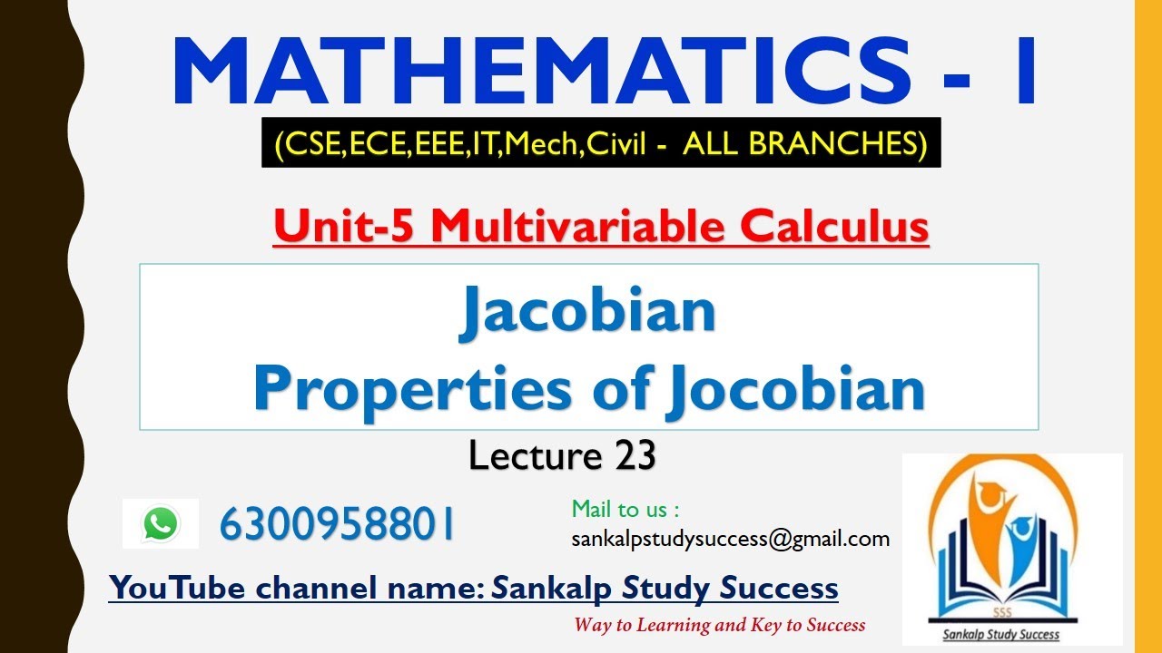 23.M1 || Jacobian and Properties of Jacobian || Multivariable calculus ...