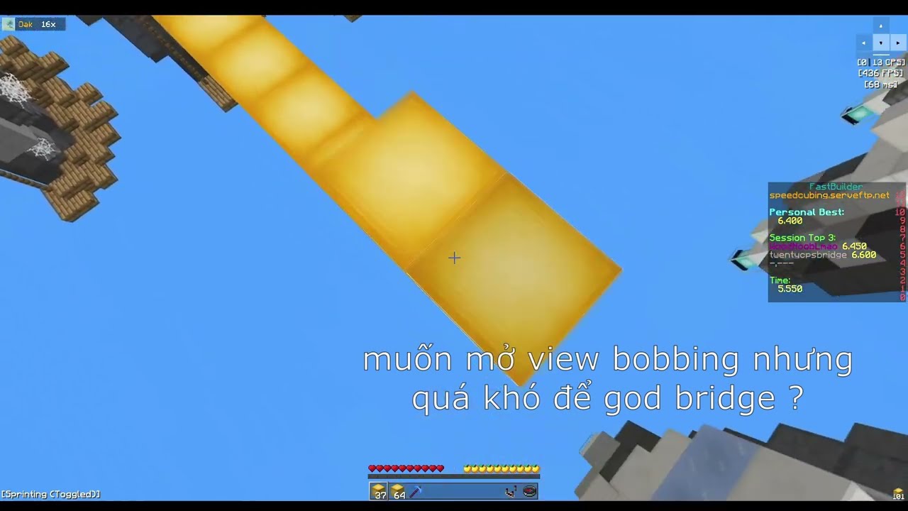 Cách mở view bobbing nhưng không bị di chuyển khi bắc cầu trong Lunar ...