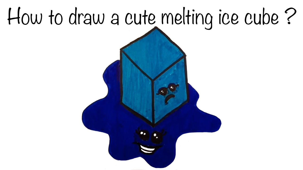 How to draw a cute melting ice cube ️ - YouTube