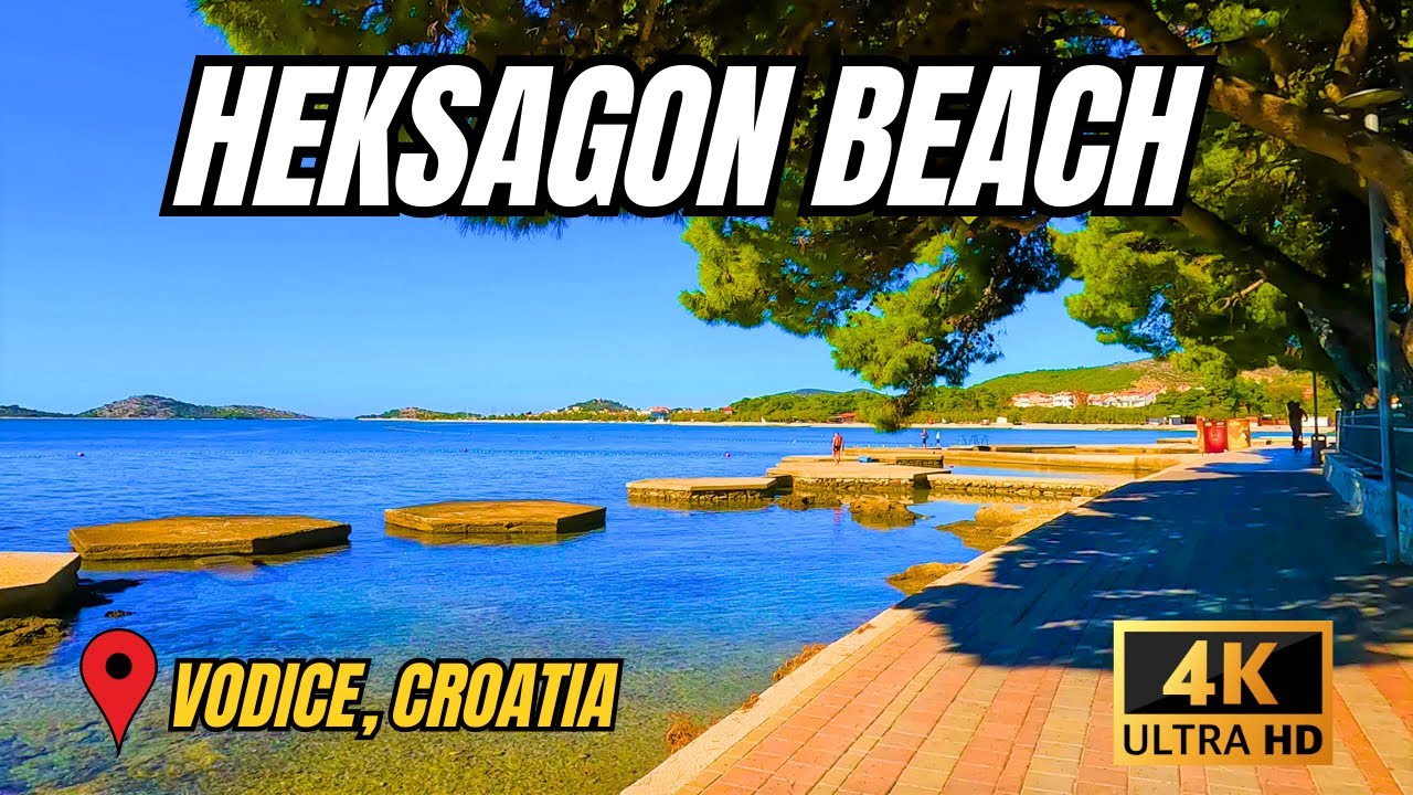 HEKSAGON BEACH - VODICE, CROATIA 4K (BEACH WALK) - YouTube