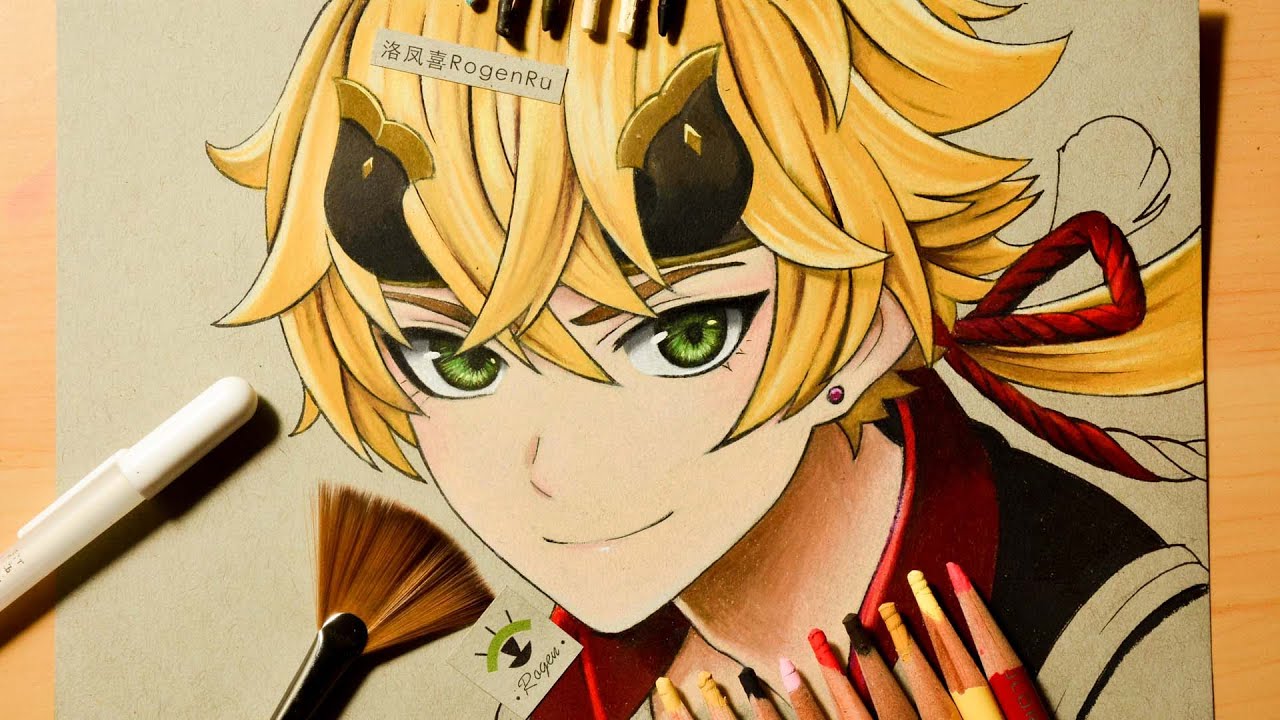 How I draw and color a game character using sakura pigma micron pen ...