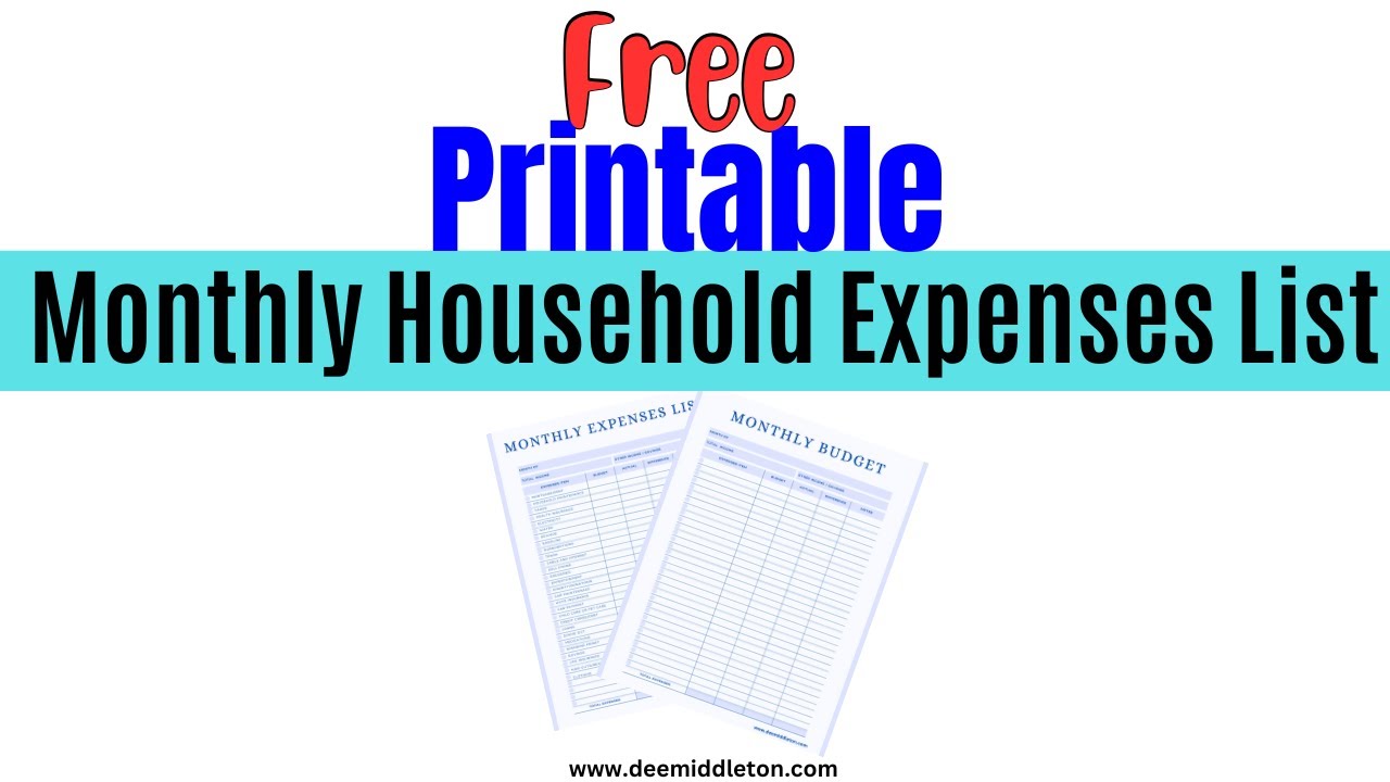 Free Printable Monthly Household Expenses List - YouTube