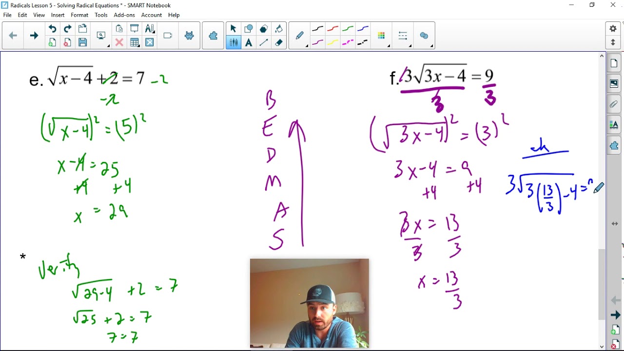 Radicals Lesson 6 Example 2 Isolating Square Roots - YouTube