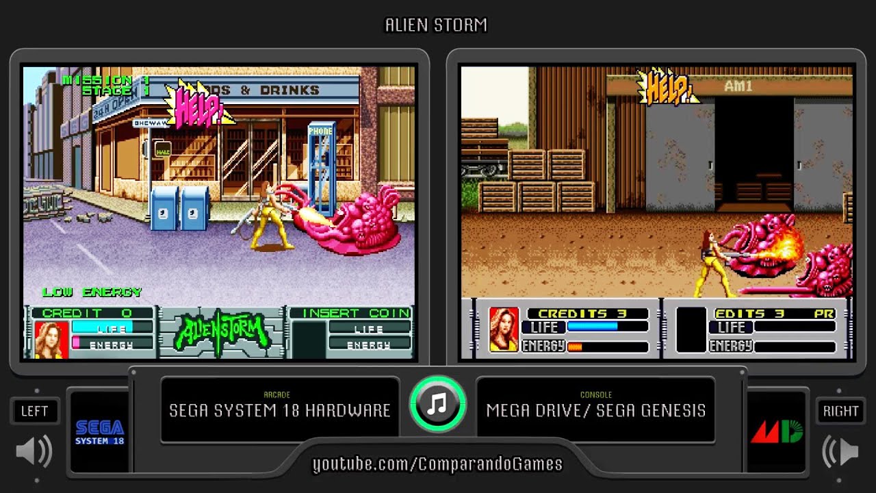 Alien Storm (Arcade vs Sega Genesis) Side by Side Comparison - YouTube