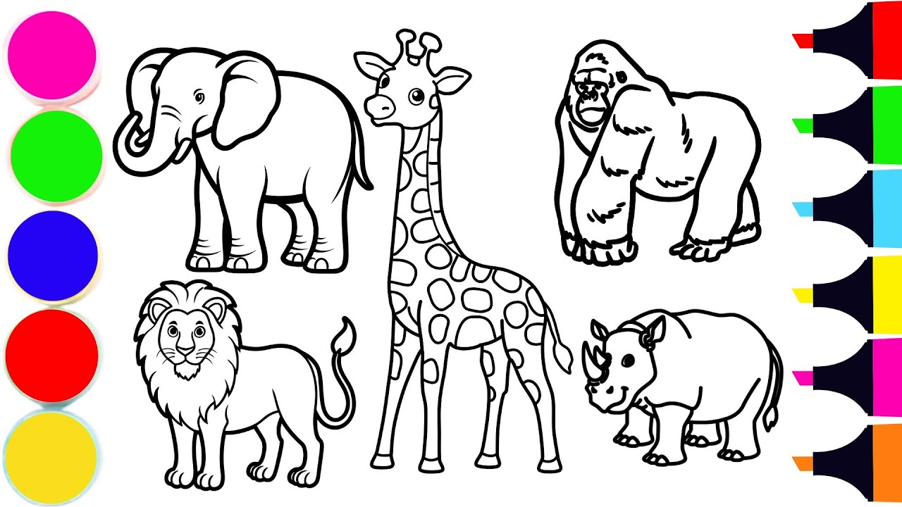 How To Draw Cute Elephant, Lion & Giraffe | Draw AMAZING Wild Animals ...