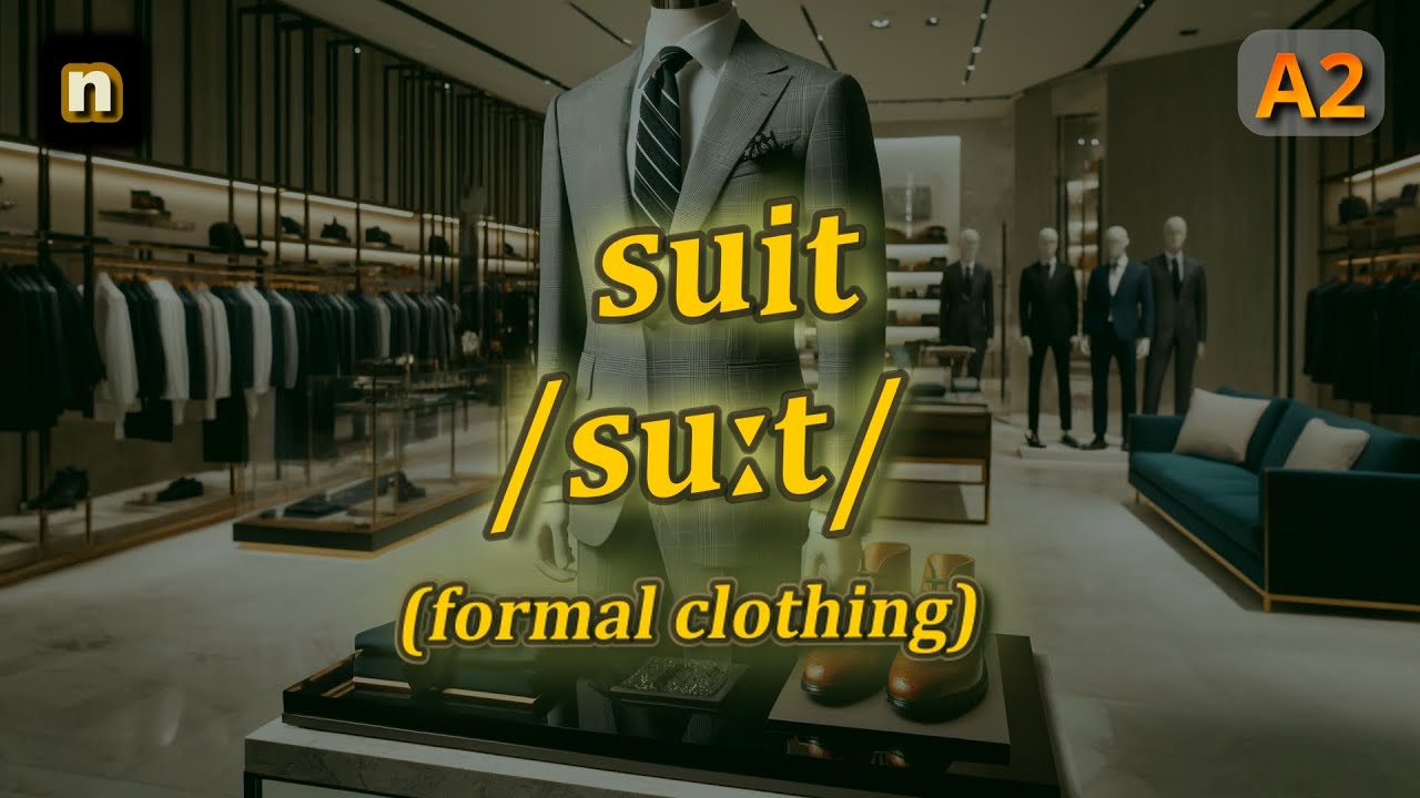 [n] Suit meaning (formal clothing) with 5 examples - YouTube